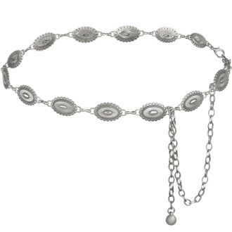 Dreshow Western Metall Concho G&uuml;rtel f&uuml;r Damen Cowgirl Boho Concho G&uuml;rtel Verstellbare Silber Vintage Taillenkette f&uuml;r Damen f&uuml;r Kleider Jeans Country Konzert