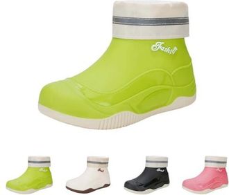 Generic Wellington Bottes de pluie doubl&eacute;es en peluche pour femme - Imperm&eacute;ables et antid&eacute;rapantes - Bottines Chelsea en caoutchouc - Bottes de neige pour lhi