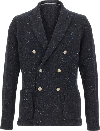 Eleventy Homme, Vestes, Bleu, Taille: 2XL Blazer en maille double boutonnage