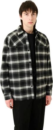 Rue De Tokyo Homme, Chemises, Noir, Taille: L Chemise Overshirt Flanelle à Carreaux Noir et Blanc