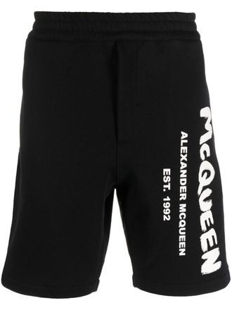 Alexander McQueen short &agrave; logo imprim&eacute; - Noir