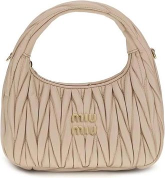 Miu Miu Matelass&eacute; Nappa Leder Hobo Bag - - Bags - Damen - Beige - ONE SIZE