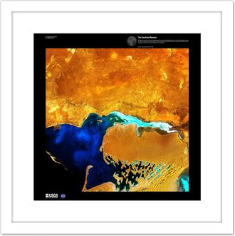 Artery8 Science Map Satellite Dardzha Turkmenistan Caspian 9X9 Inch Square Wooden Framed Wall Art Print Picture with Mount
