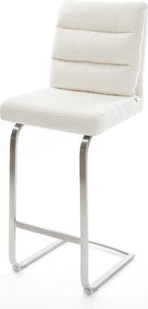 DELIFE Barstuhl Pela-Flex Boucl&eacute; Soft Beige Freischwinger Flach Edelstahl Silberfarben, Barst&uuml;hle