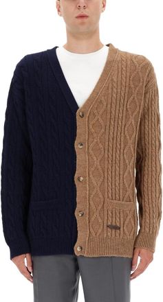 Moschino Bicolor Acrylic Blend Cardigan - Brown