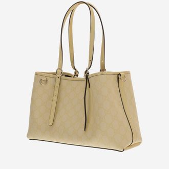 Gucci Womens Gg Emblem Shopping Bag Yellow Leather Handbags Hand