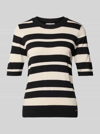 More & More Strickshirt mit Rundhalsausschnitt und Label-Detail