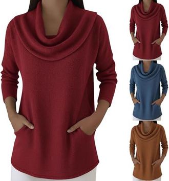 Generic Pull habill&eacute; &agrave; col b&eacute;nitier pour femme - Pull &eacute;l&eacute;gant en tricot fantaisie pour f&ecirc;te, soir&eacute;e, sortie, automne et hiver - Chaud et confortable - Doux - 