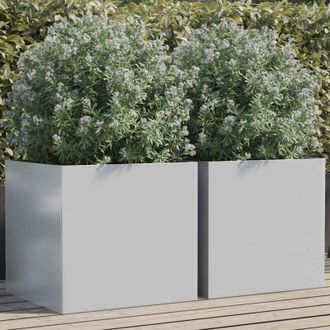 vidaXL Vidaxl - Jardini&egrave;res 2 pcs argent&eacute; 49x47x46 cm en acier galvanis&eacute; - R&eacute;sistantes &agrave; la corrosion - Pour balcons et patios