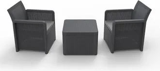 Shaf Jardin/terrasse Ensemble 2 Fauteuils + 1 Table Nassau Tete A Tete, Anthracite