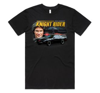 Sanfran Clothing Knight Rider Hommage Top 80er 90er David Hasselhoff Vintage Kitt Geschenk T-Shirt, Schwarz, XXL