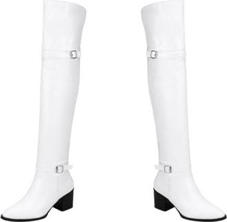 Beaupretty JOINPAYA Bottes Longues pour Femme Automne-Hiver Talons &Eacute;pais Semelle Antid&eacute;rapante Hauteur au-Dessus du Genou Couleur Blanche Taille 36 Bottes Cuissa