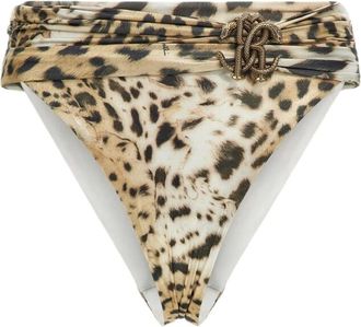Roberto Cavalli Femme, Maillots de bain, Brun, Taille: 38 FR Slip bikini Peau de Jaguar