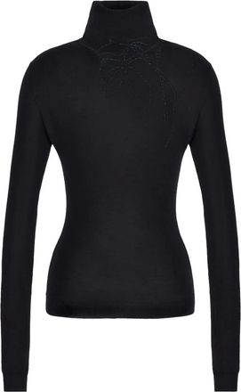 Giorgio Armani pull brod&eacute; &agrave; col roul&eacute; - Noir