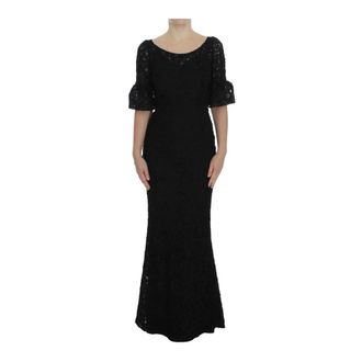 Dolce & Gabbana Blumenspitze Lang Bodycon Maxi Kleid - - Dresses - Damen - Schwarzk - 2XS