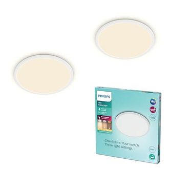 Philips LED Badezimmer Deckenleuchte Superslim (18 W), 3 Lichteinstellungen, warmwei&szlig;es Licht, dimmen ohne Dimmer, IP44 Schutz, wei&szlig;, 30cm, 2er Pack