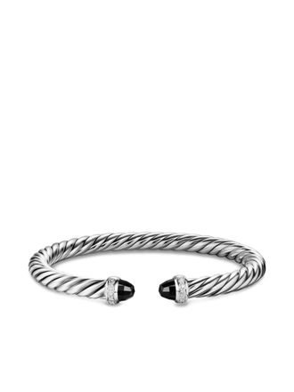 David Yurman Cable Flex Armband aus Sterlingsilber mit Onyx und Diamant