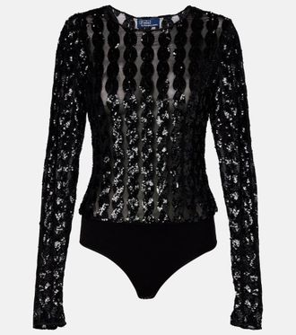 Polo Ralph Lauren Body aus Mesh und Jersey mit Pailletten