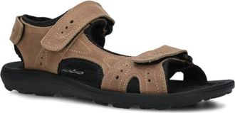 Nagaba Sandales Masculin - Sandales dété confortables en cuir pour Masculin - Brides velcro réglables - plates - Cuir véritable - Grand confort - Léger - Cha