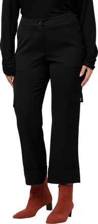 Ulla Popken Damen Cargo Aufschlag Hose, schwarz, 46