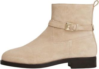 Tommy Hilfiger Bottines Femme Buckle Riding Suede en Daim, Beige (Horseradish), 38