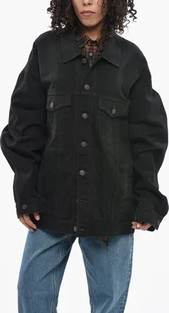 Balenciaga Oversized-Jeansjacke mit Logokn&ouml;pfen Balenciaga
