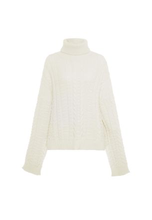 Mymo Pullover Damen Wollwei&szlig;