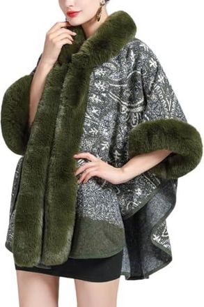 ORANDESIGNE Femme Châle Étole En Fausse Fourrure Cape Poncho Tricoté Chaud Ouvert Cape Wrap Manteau Rétro Cardigan Echarpe Mariage Hiver Sur Robe de Soirée Mariée