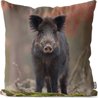 Void Watches Eber Wildschwein Jagd Tier Wald Kissenbezug Kissenhülle Polyester wasserfest Outdoor Indoor, Kissen Größe:80 x 80 cm