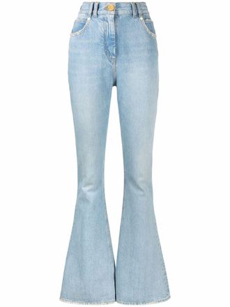 Balmain jean bootcut &agrave; taille haute - Bleu