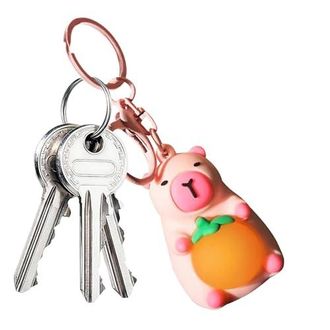 Generic Capybara Porte-cl&eacute;s LED - Pendentif animal amusant lumineux, jouet couineur r&eacute;aliste doux au toucher avec fonction lumineuse, figurine robuste fabriqu