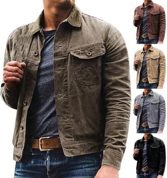 Generic Veste en jean courte pour homme - Style militaire r&eacute;tro des ann&eacute;es 60 et 70 - Chemise-veste - Surchemise en denim - Style vintage - Veste de camionneu