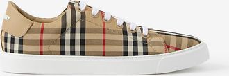 Burberry Sneaker aus Check-Gewebe und Leder, Size: 35.5