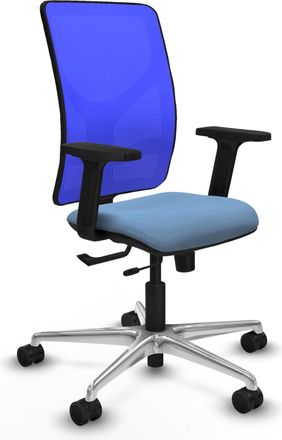 Piqueras y Crespo B&uuml;rostuhl, R&uuml;ckenlehne, Netzstoff, mit 2D-Armlehnen, h&ouml;henverstellbare Lendenwirbelst&uuml;tze, ausgestattet mit Syncro/Traslack und Schneideschaum, Blau/H