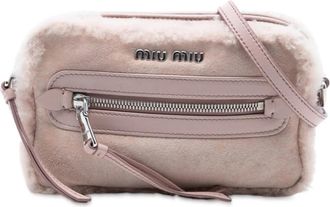 Miu Miu Hobo Bags - Shearling and Suede Camera Bag - Gr. unisize - in Gold - f&uuml;r Damen