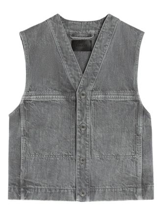 Christophe Lemaire gilet en jean à boutonnière - Gris
