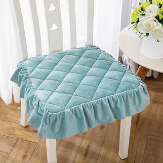 Generic Sitzkissen Aus Weichem Velvet Mit Eleganten R&uuml;schen & B&auml;ndern, rutschfeste, Dicke Sitzpolster F&uuml;r Esszimmer, K&uuml;che Und B&uuml;ro(Green,45x43x36cm/18x17x14i