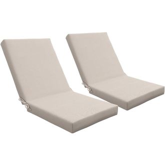 OUTSUNNY Lot de 2 coussins galettes de chaise de jardin - dim. 112L x 51l x &eacute;p. 8 cm - cordons attache - polyester d&eacute;perlant beige