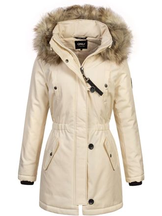 Only Damen Winterparka ONLIris Jacke mit Fell-Kapuze 15213755 Eggnog XXL