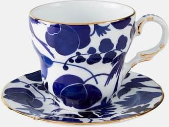 La DoubleJ Set Mama Wildbird Blu aus Teetasse und Untertasse aus Porzellan