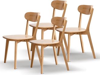 Generic Set Mit 1/2/4 Esszimmerstühlen - Moderne Bauernküchenstühle Aus Massivem Eichenholz Mit Ergonomisch Gebogener Rückenlehne (Walnuss-Finish, 18,5 T X 19