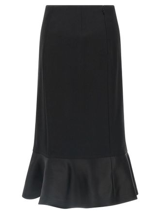 Fendi Womens Black Virgin Wool Midi Skirt