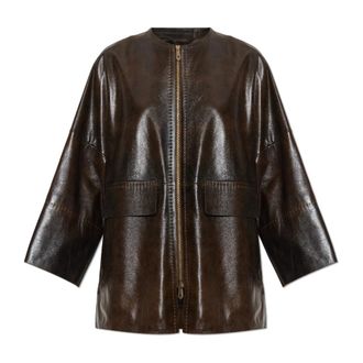 Max Mara Gambero Lederjacke - - Jackets - Damen - Braun - 3XS