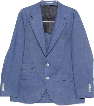 Brunello Cucinelli Leinenanzug - - Jackets - Herren - Blau - L
