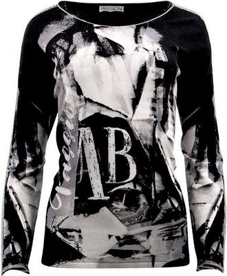 Passioni Strickpullover im abstrakten Mustermix mit Glitzerstreifen