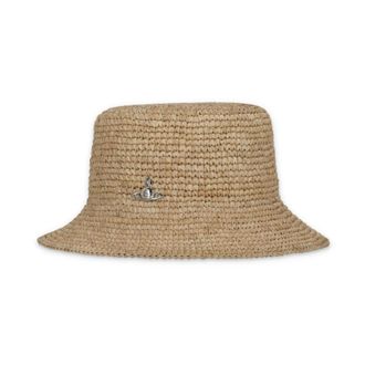 Vivienne Westwood Femme, Accessoires, Beige, Taille: S Orb Raffia Bucket Hat