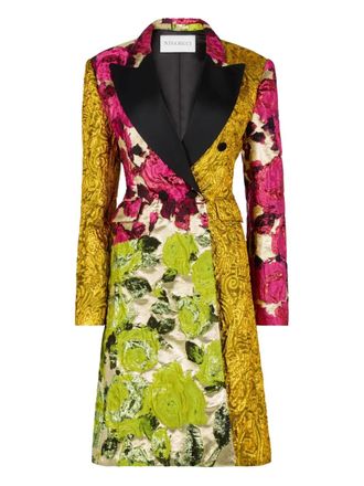 Nina Ricci manteau crois&eacute; &agrave; design patchwork - Jaune