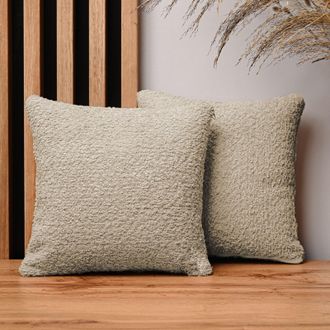 MG Design 2er Set Kissenbez&uuml;ge 30 x 30 cm in Beige - mit Rei&szlig;verschluss, fein gewebt mit Chenille-Haptik, pflegeleich