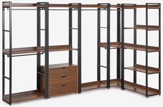Sklum Offenes modulares Eckschrank-Set aus 5 Teilen aus Stahl und Holz Ariaster Schwarz - Sklum