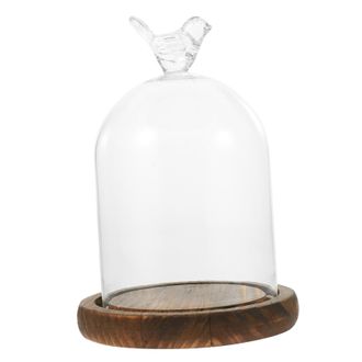 BESPORTBLE Glas Kuppel Glocke Glaskuppel Deko Glashaube Glasglocke mit Holzboden Holz Kuchenglocke Kuchenst&auml;nder K&auml;seglocke Lebensmittel Gastgeschenk f&uuml;r Hochzei